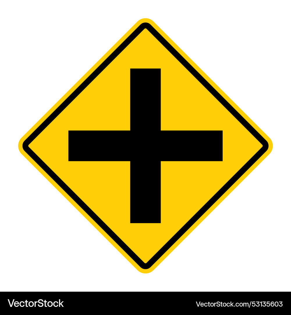 Cross road intersection sign Royalty Free Vector Image