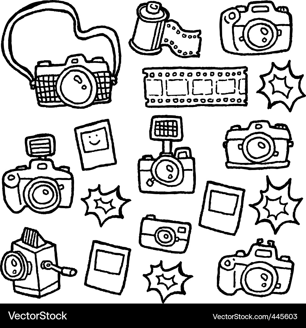 Doodle cameras Royalty Free Vector Image - VectorStock