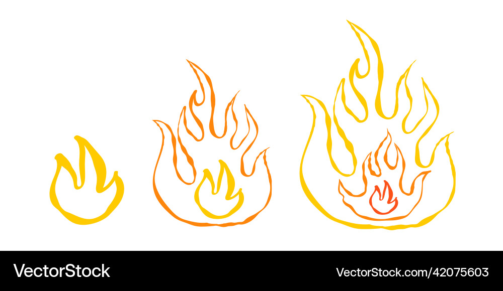 Hand-Drawn Fire Icons Set Royalty Free Vector Image
