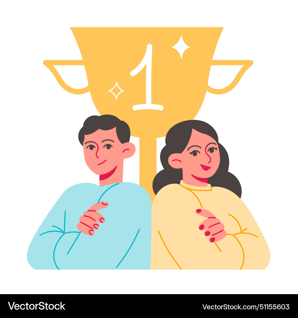 Partners with achievement cup successful Vector Image