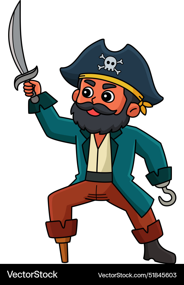 Pirate fighting cartoon colored clipart Royalty Free Vector
