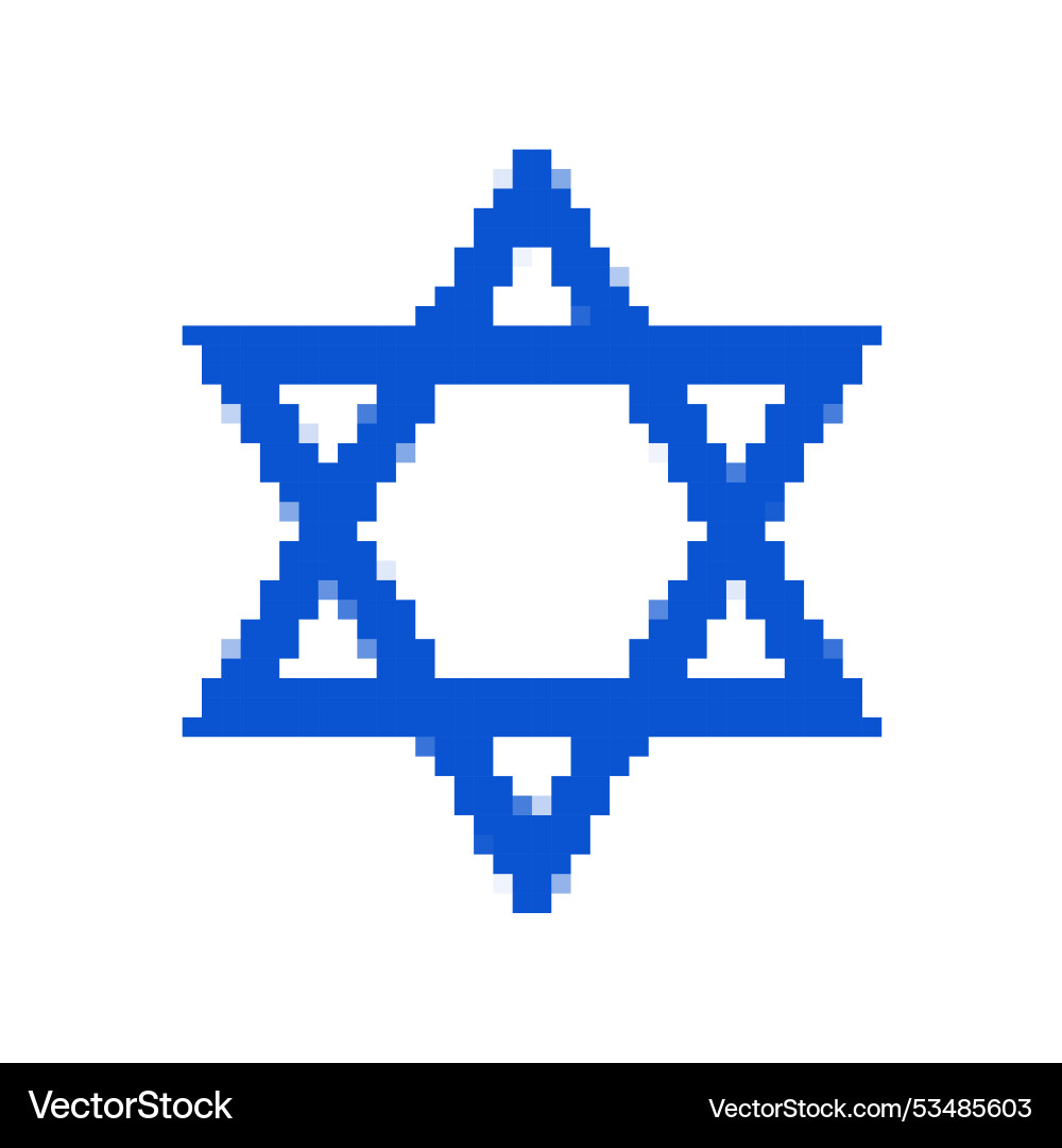 Pixel art star of david in blue minimalistic Vector Image