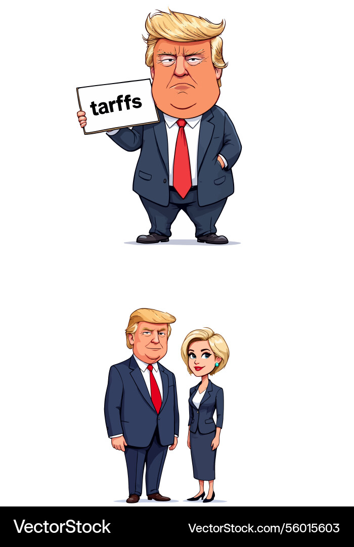 President donald trump holding tariffs sign Vector Image