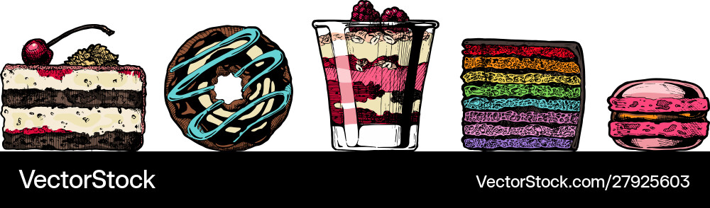 Set cake Royalty Free Vector Image - VectorStock