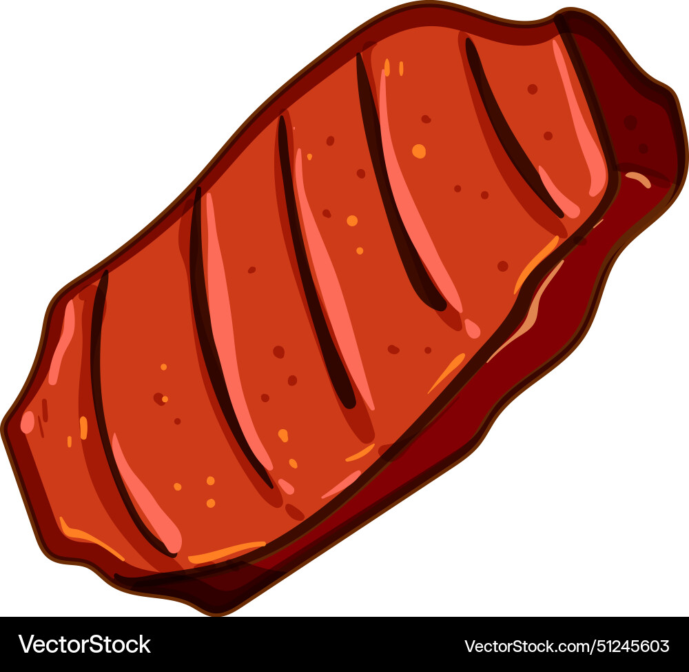 Smoke steak grill cartoon Royalty Free Vector Image