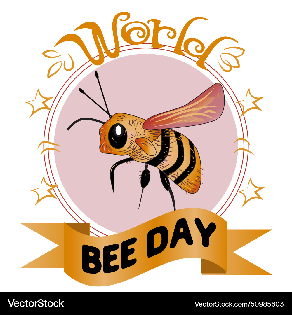 World bee day sign and badge Royalty Free Vector Image