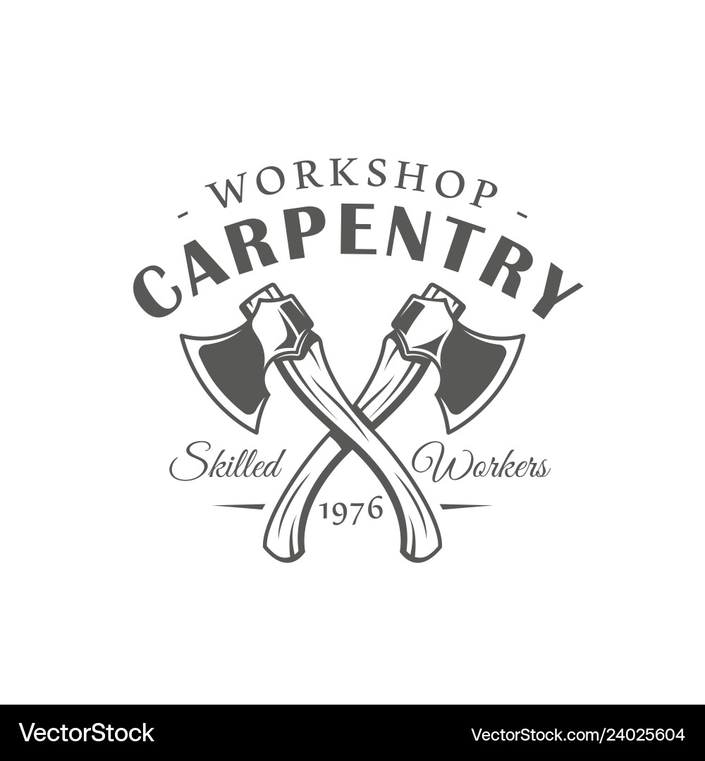 Axes modern carpentry label Royalty Free Vector Image