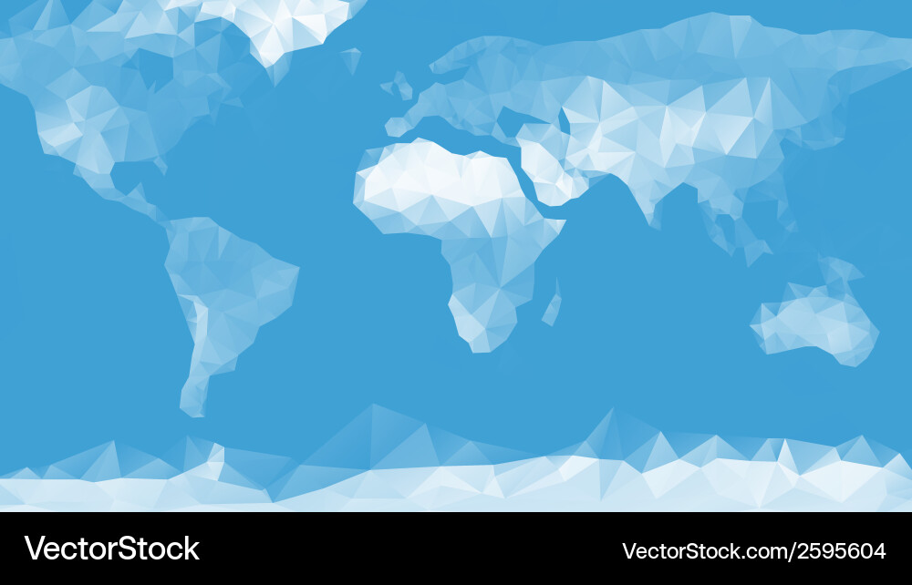 Blue world map background in polygonal style Vector Image