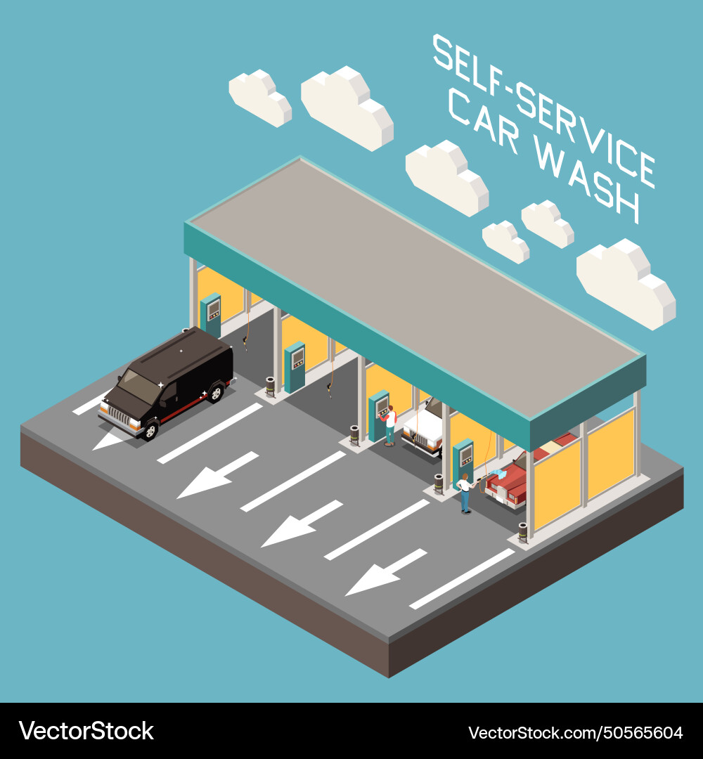 Car wash composition Royalty Free Vector Image