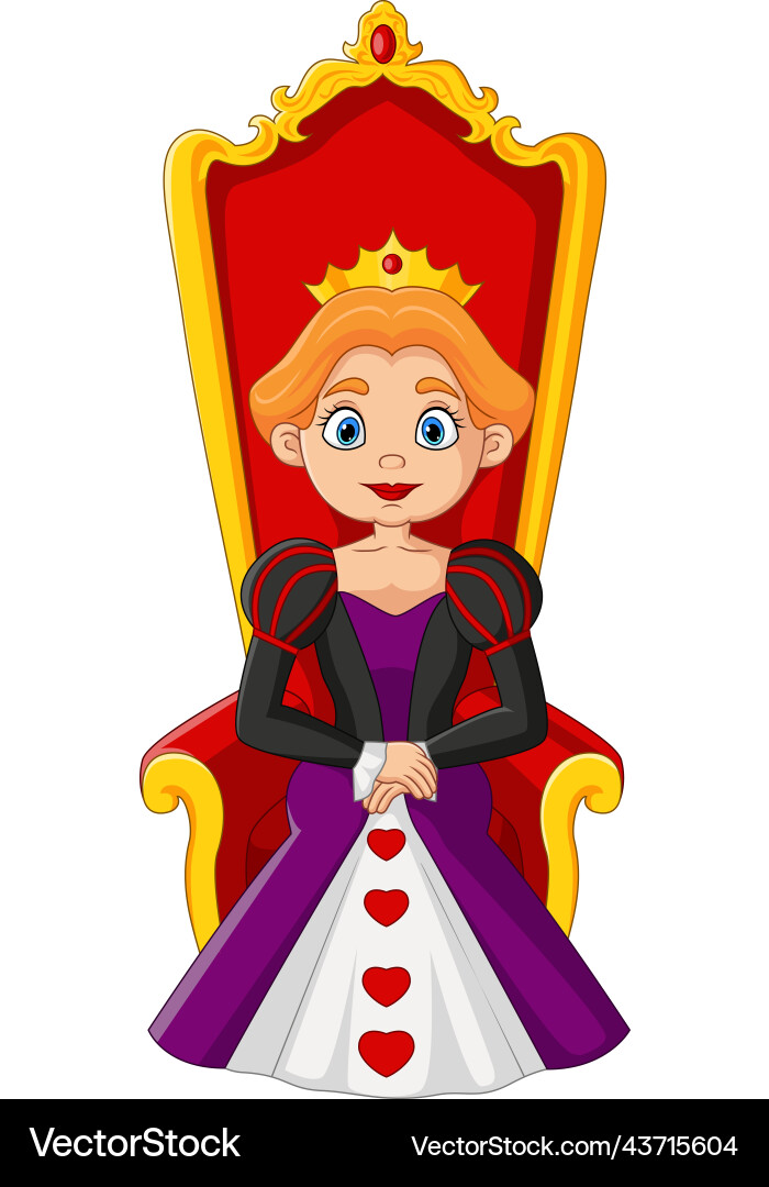Cartoon Queen on Throne Royalty Free Vector Image