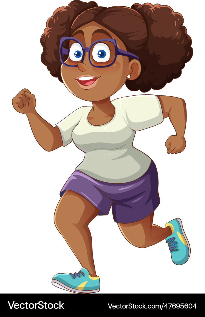 Chubby woman running pose cartoon character Vector Image