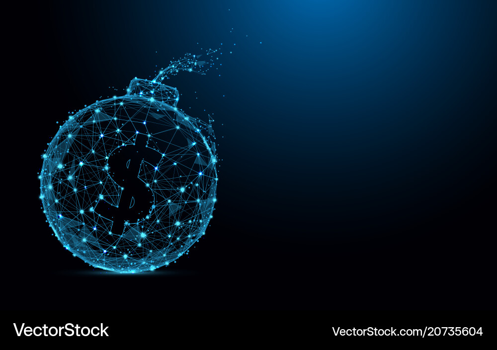 Dollar sign with bomb form lines and triangles Vector Image