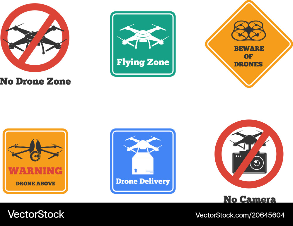 Drone Warning Signs Collection Royalty Free Vector Image