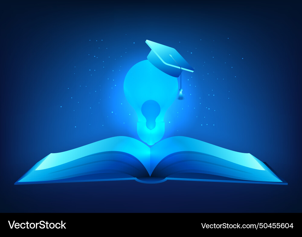 Modern educational technology book with light Vector Image