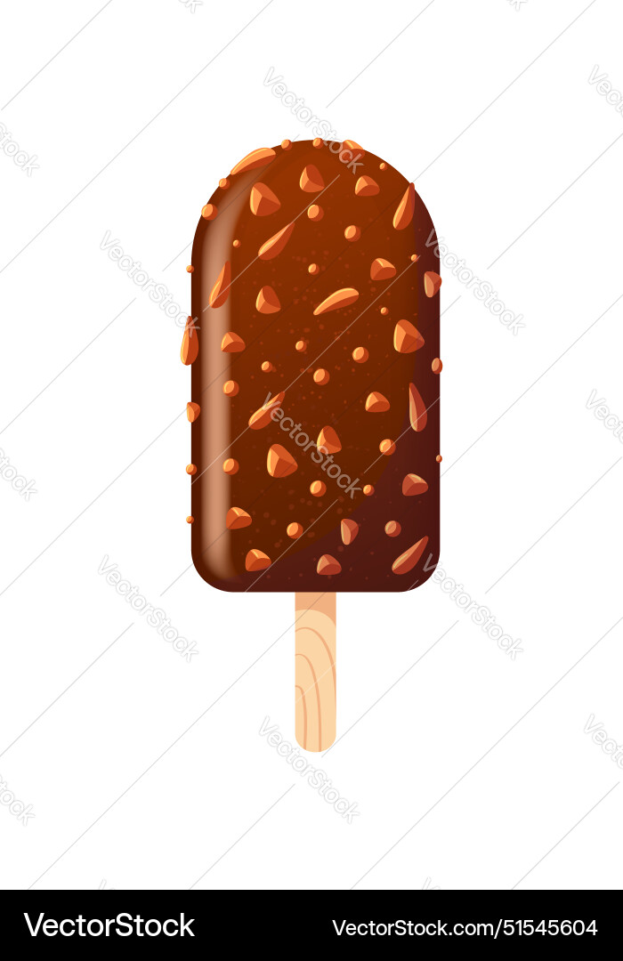 Popsicle with chocolate glaze and nuts summer Vector Image
