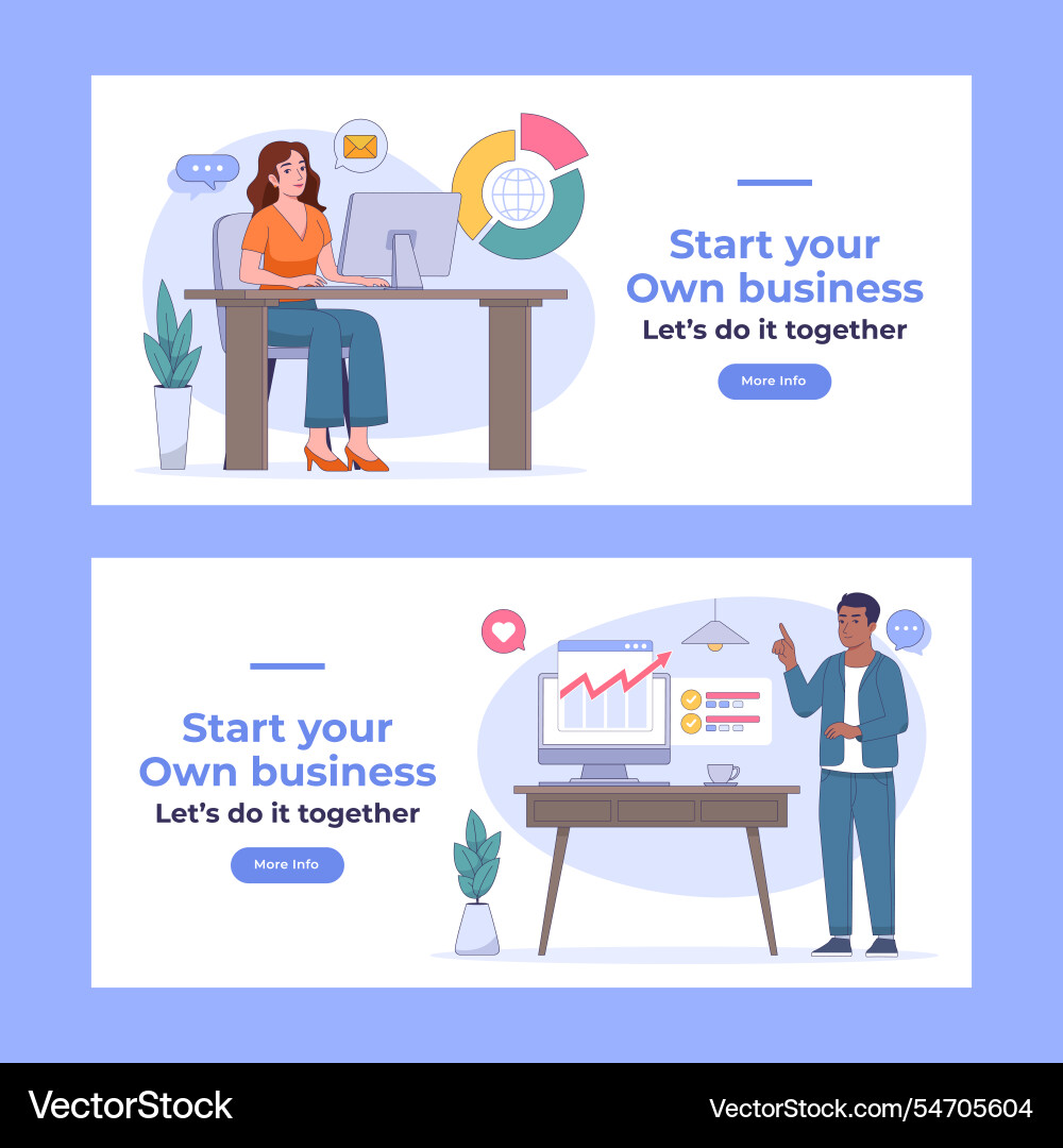Promoting business startups together Royalty Free Vector