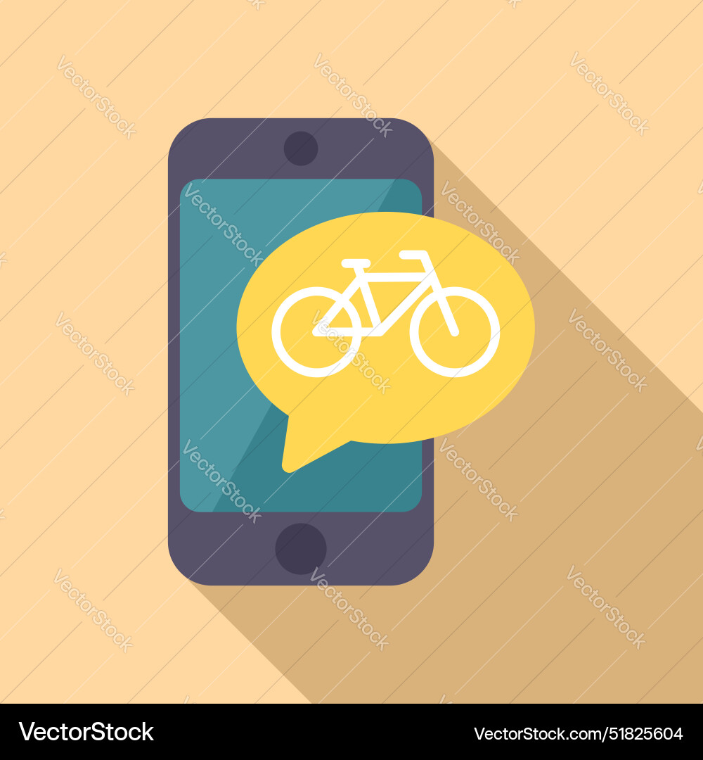 Smartphone showing a bicycle icon in speech Vector Image