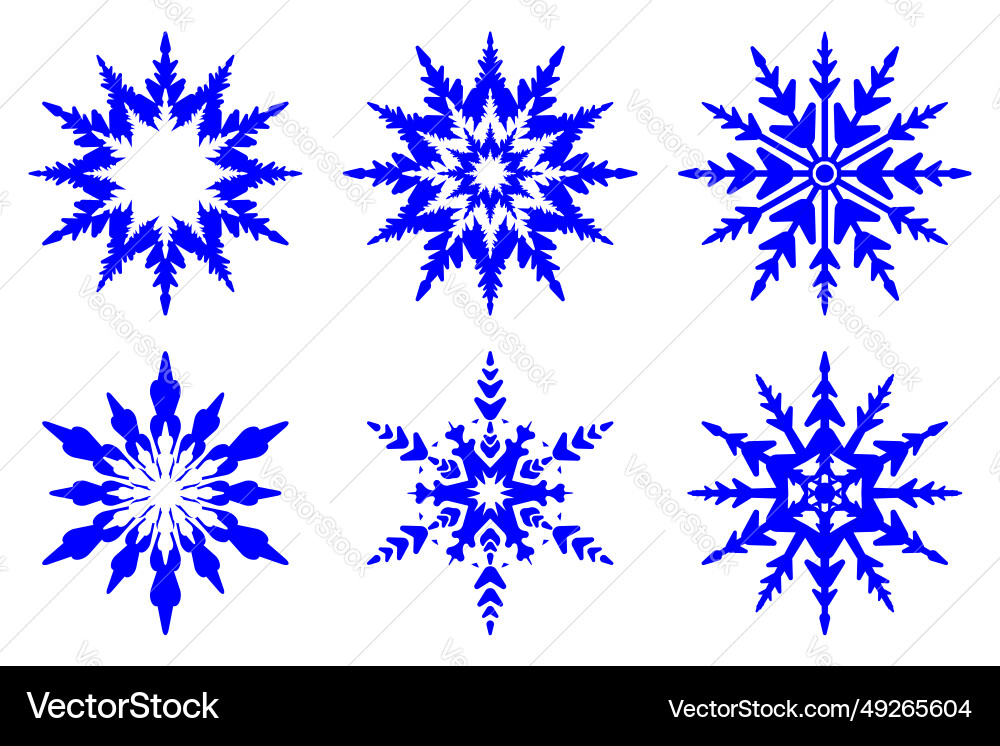 Snowflake icon set flat Royalty Free Vector Image