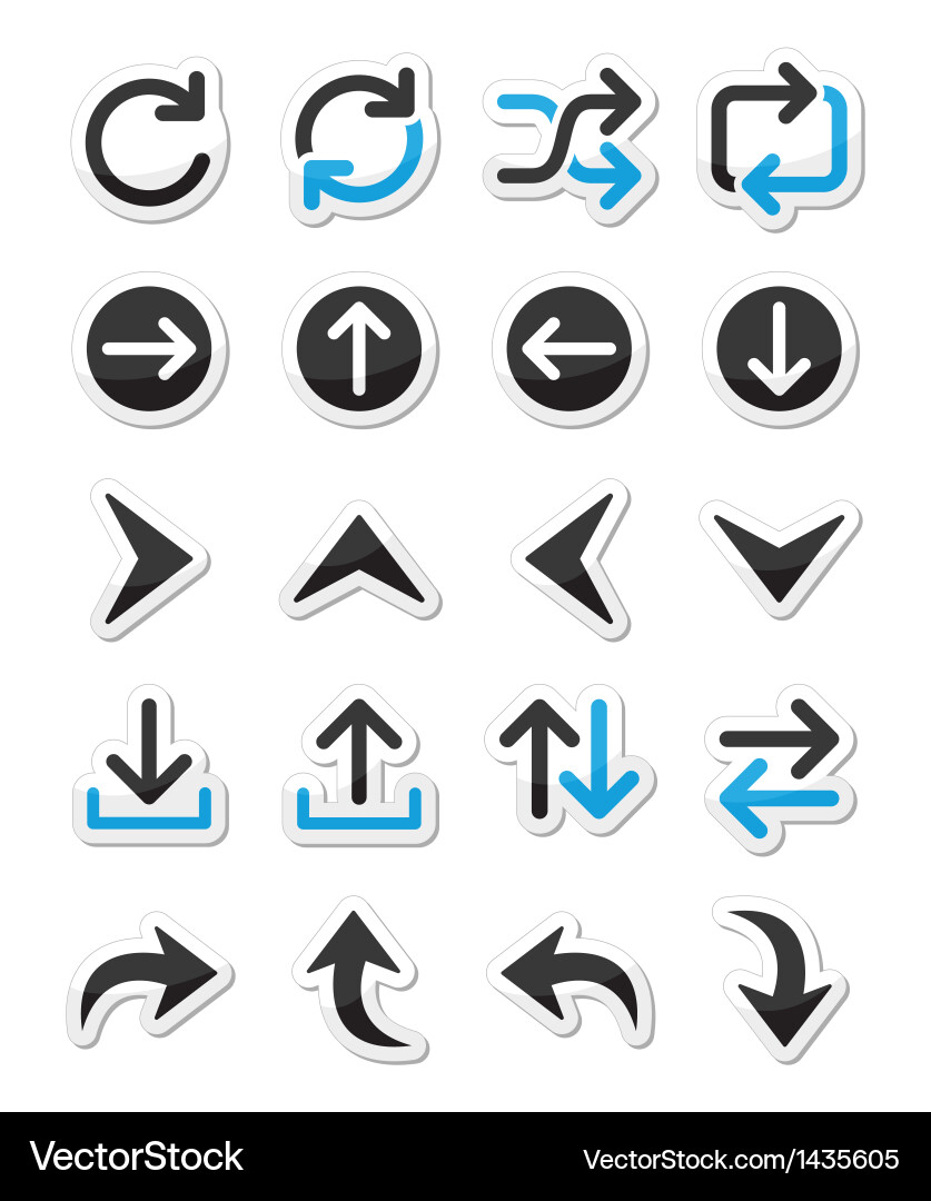 Arrow icon sets isolated on white Royalty Free Vector Image