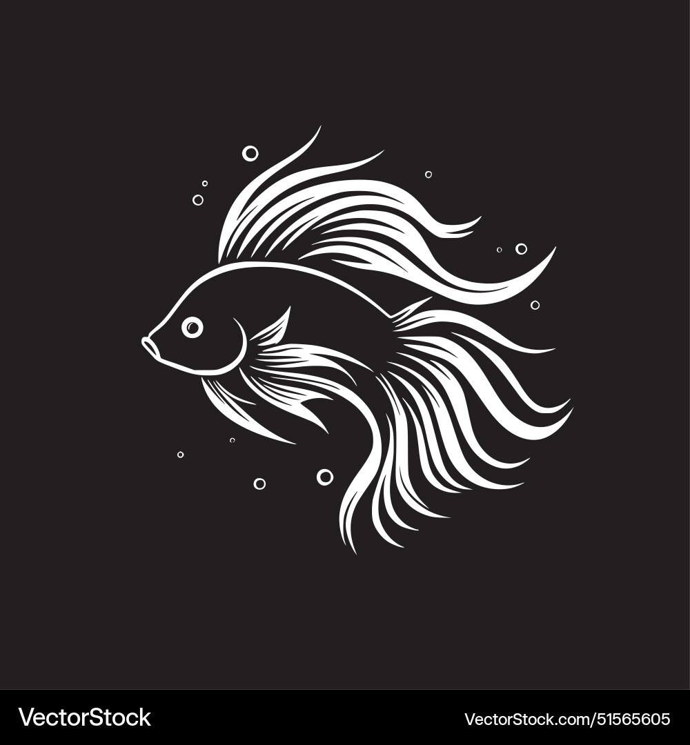Betta fish - black and white Royalty Free Vector Image
