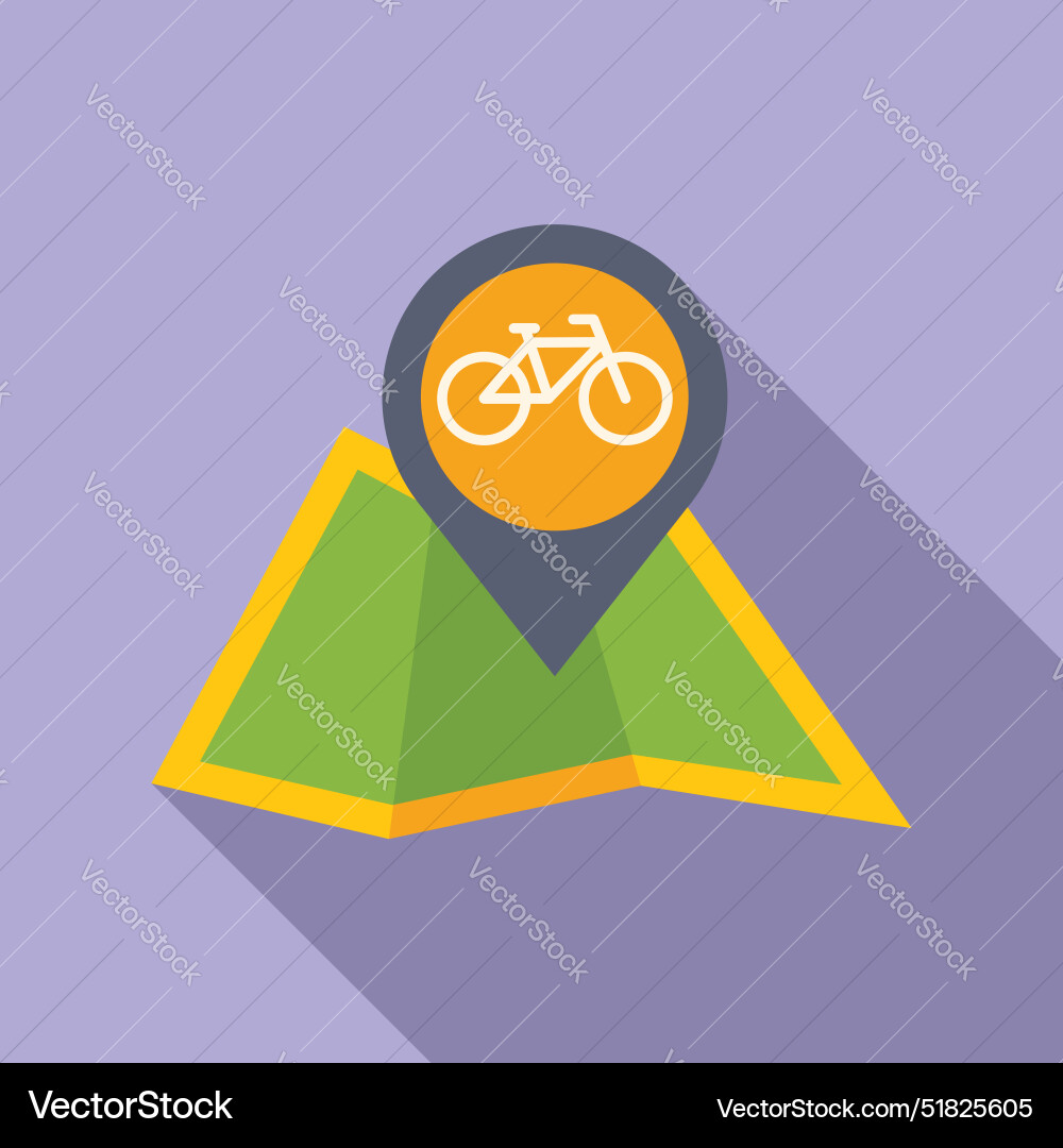 Bicycle icon pinned on a map for navigation and Vector Image