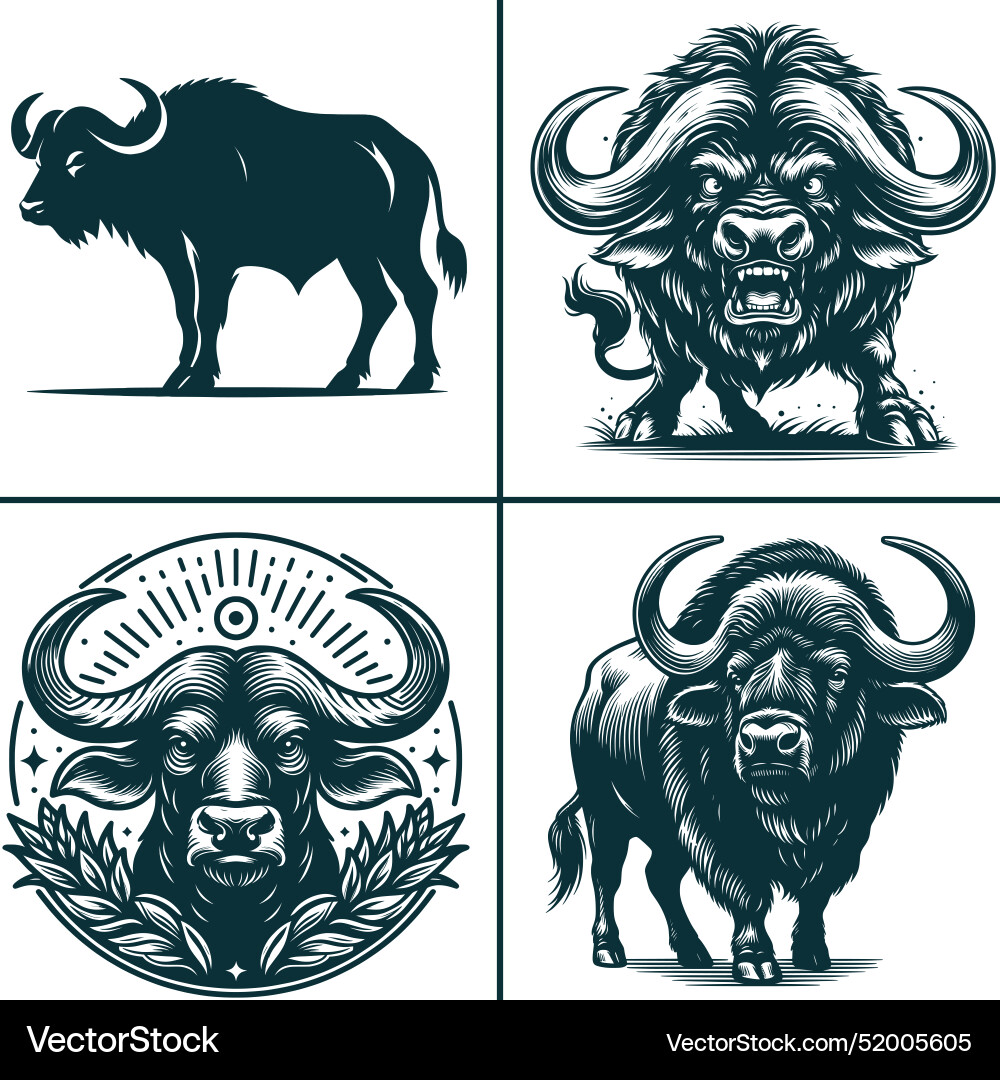 Bison buffalo silhouette svg filesbuffalo Vector Image