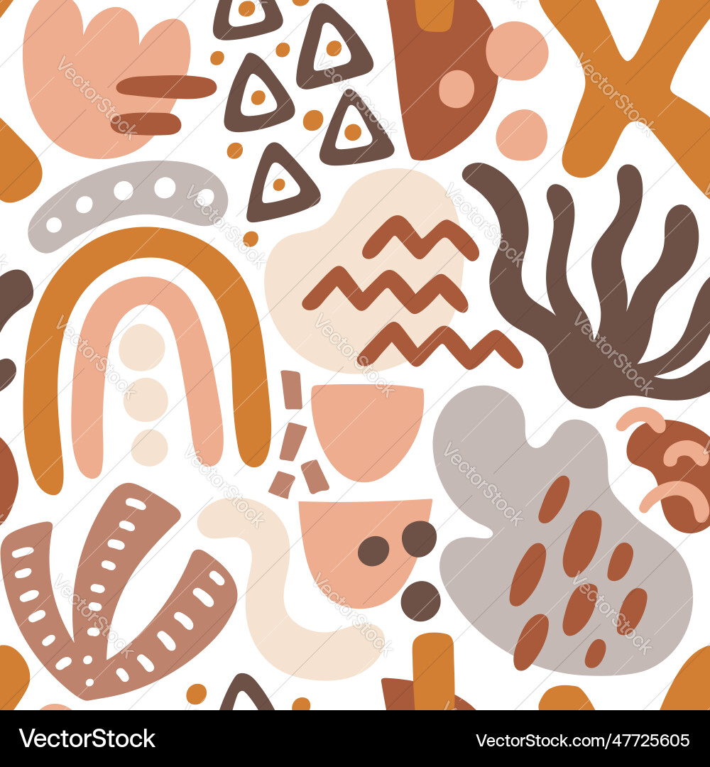 Brown abstract boho seamless pattern Royalty Free Vector
