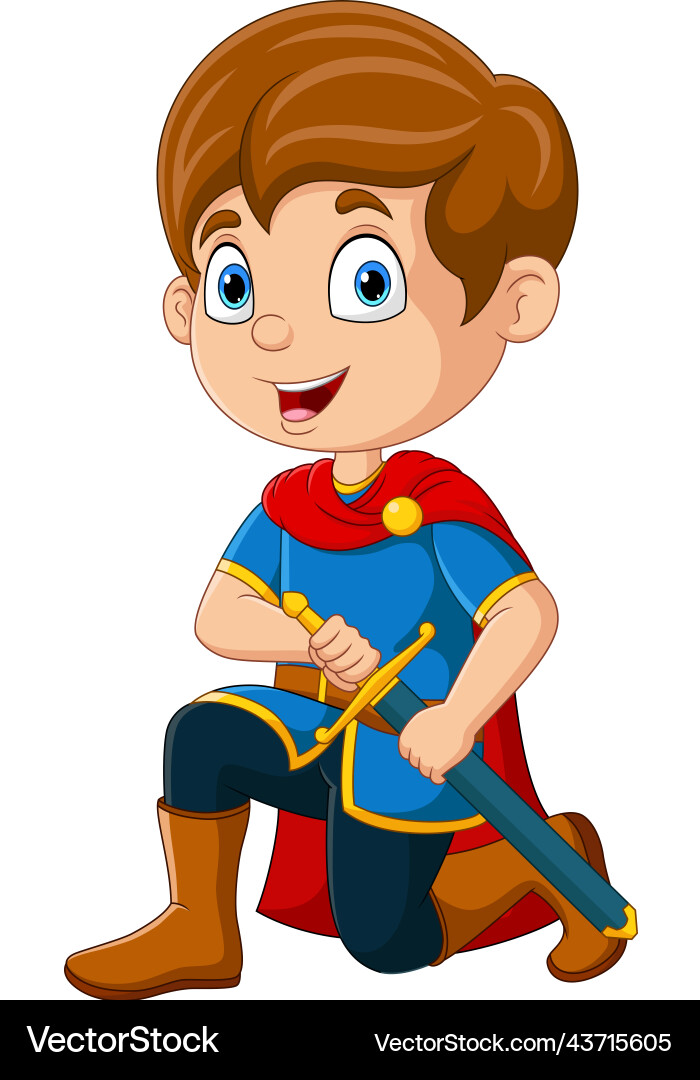 Cartoon Prince with Sword Royalty Free Vector Image