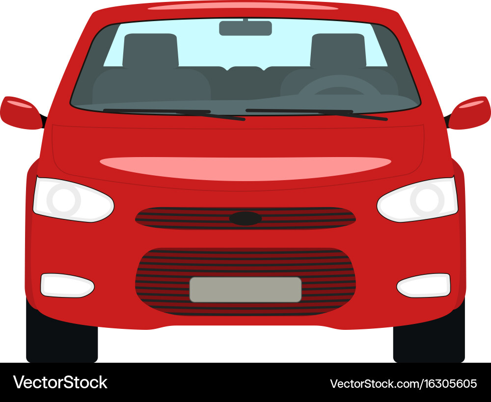 Cartoon red car front view Royalty Free Vector Image