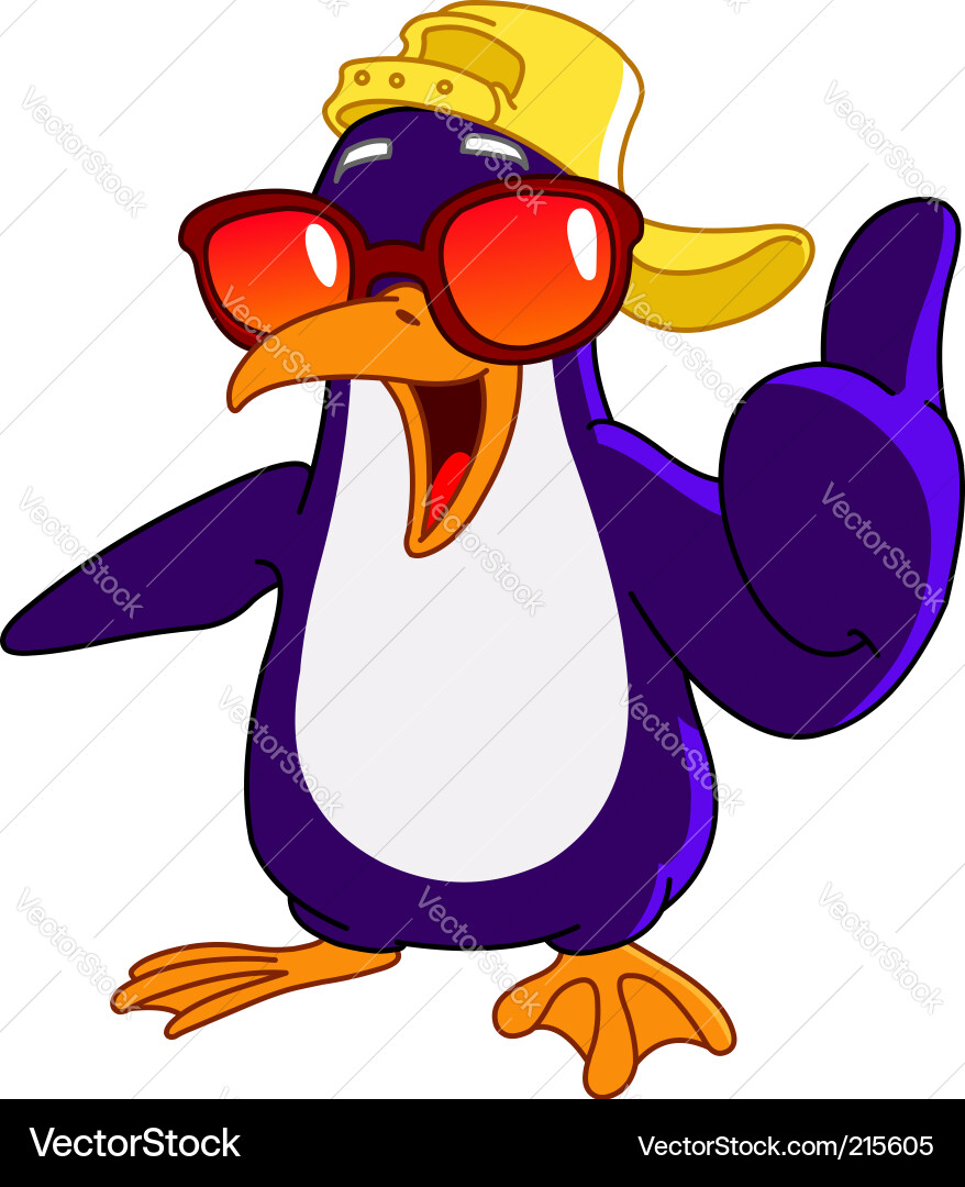 Cool penguin Royalty Free Vector Image - VectorStock
