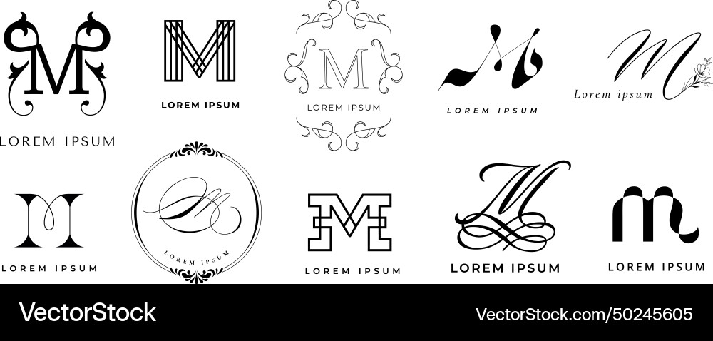 Creative m emblem letter monogram Royalty Free Vector Image