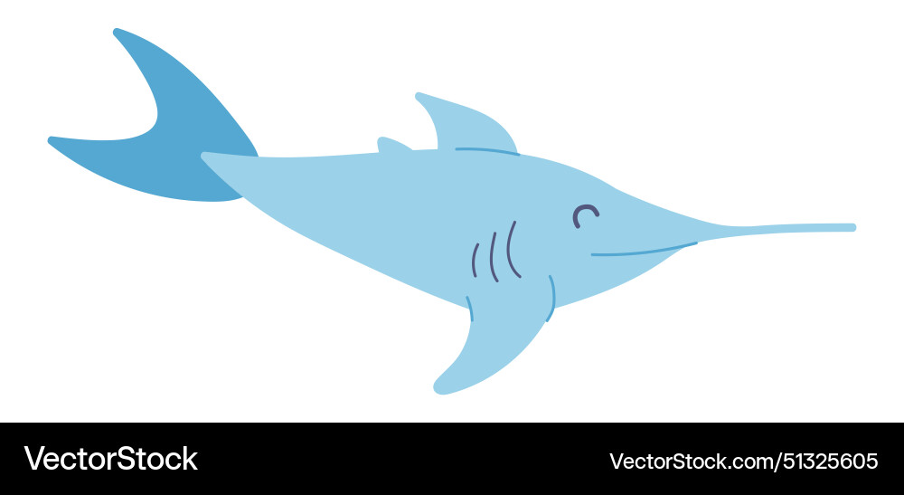 Cute swordfish in flat design atlantic underwater Vector Image