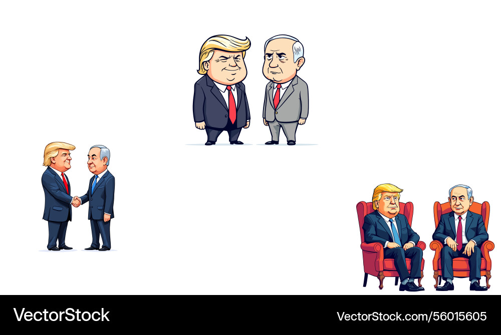 Donald trump and benjamin netanyahu standing Vector Image
