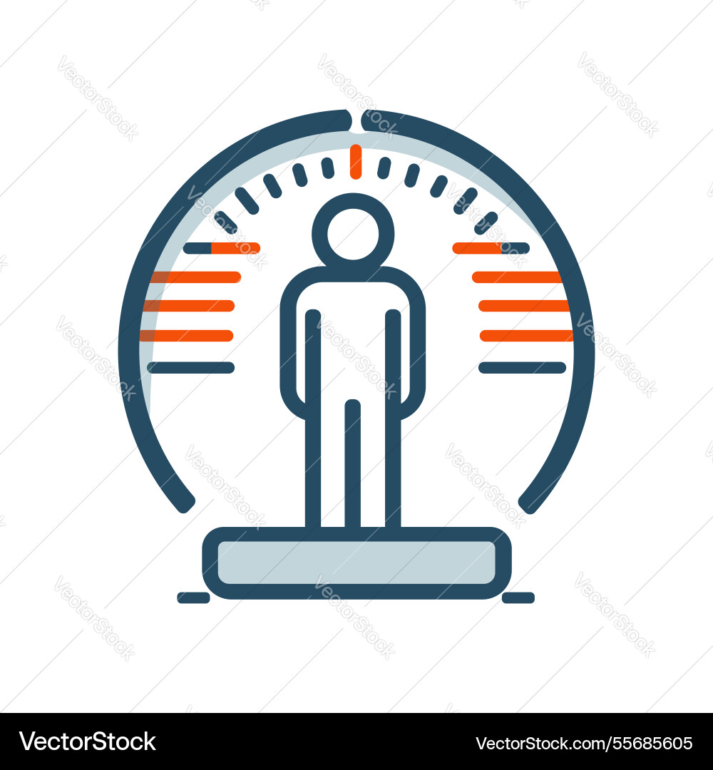Minimal human figure on a weighing scale Vector Image