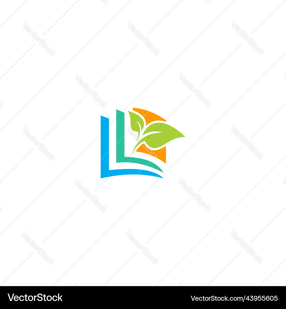 Open book green leaf logo Royalty Free Vector Image