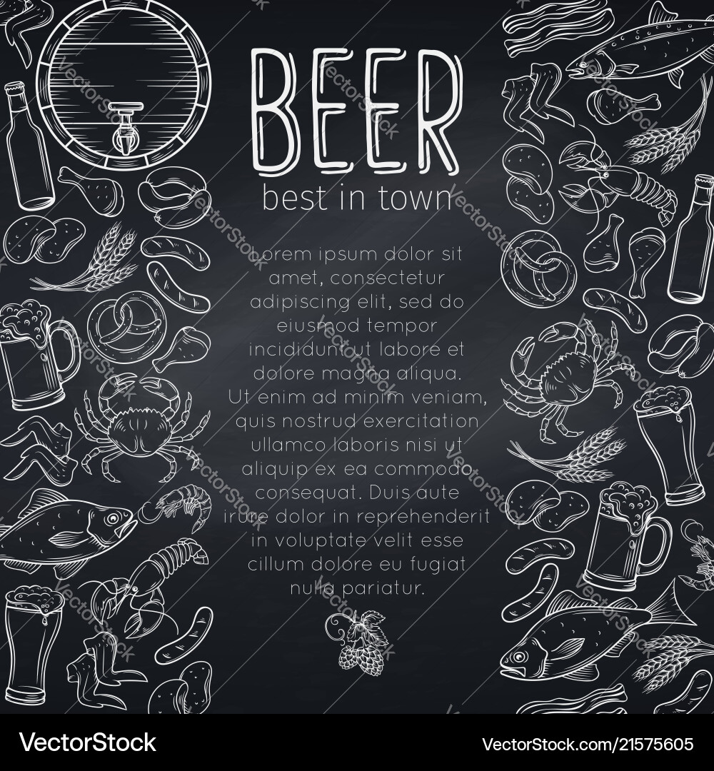 Pub food and beer poster Royalty Free Vector Image