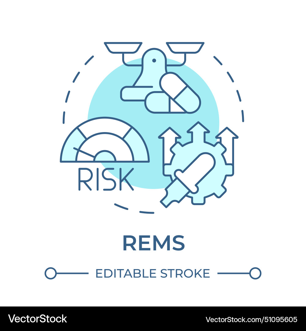 Rems soft blue concept icon Royalty Free Vector Image