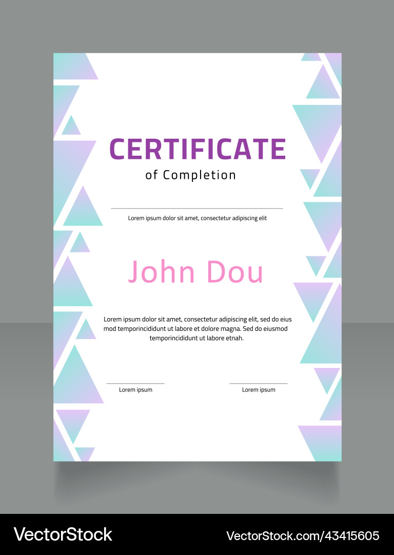 Successful completion of project certificate Vector Image