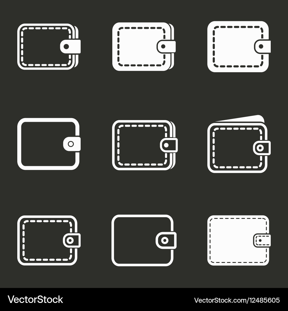 Wallet icon set Royalty Free Vector Image - VectorStock