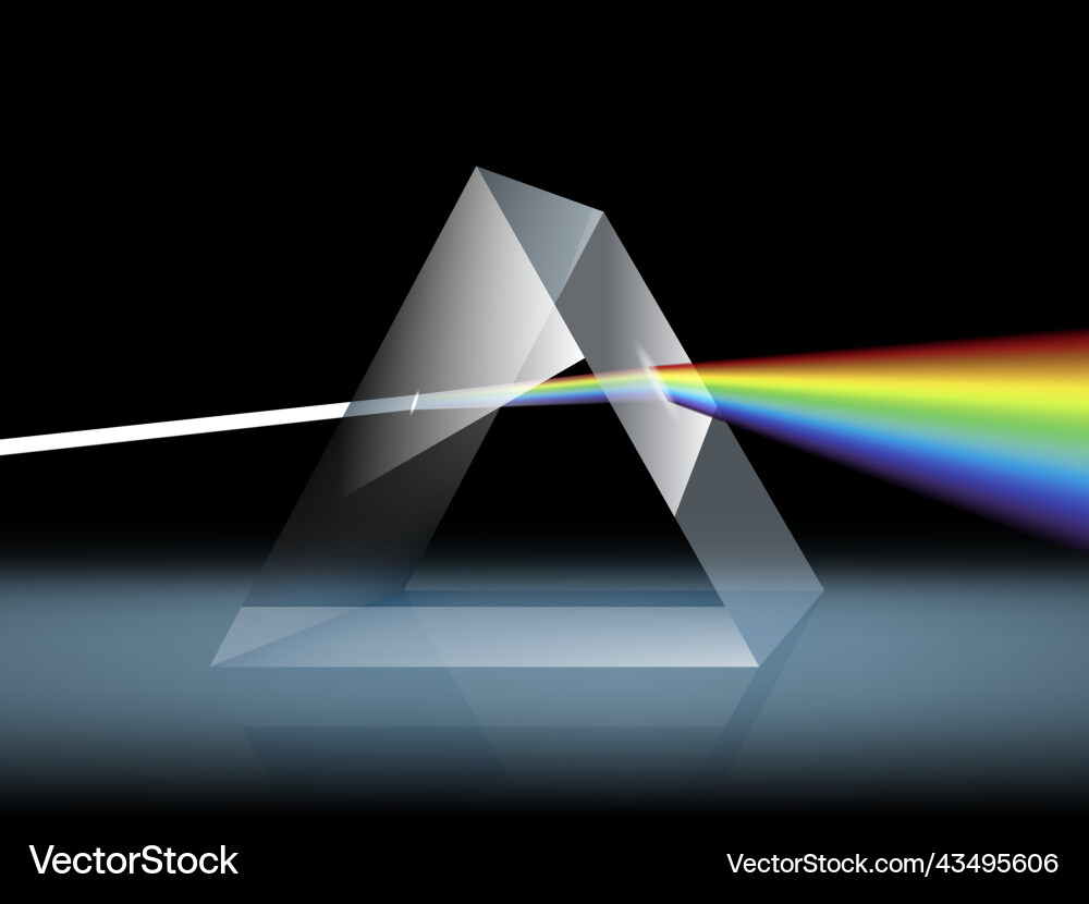 3d light passing through a triangular prism Vector Image