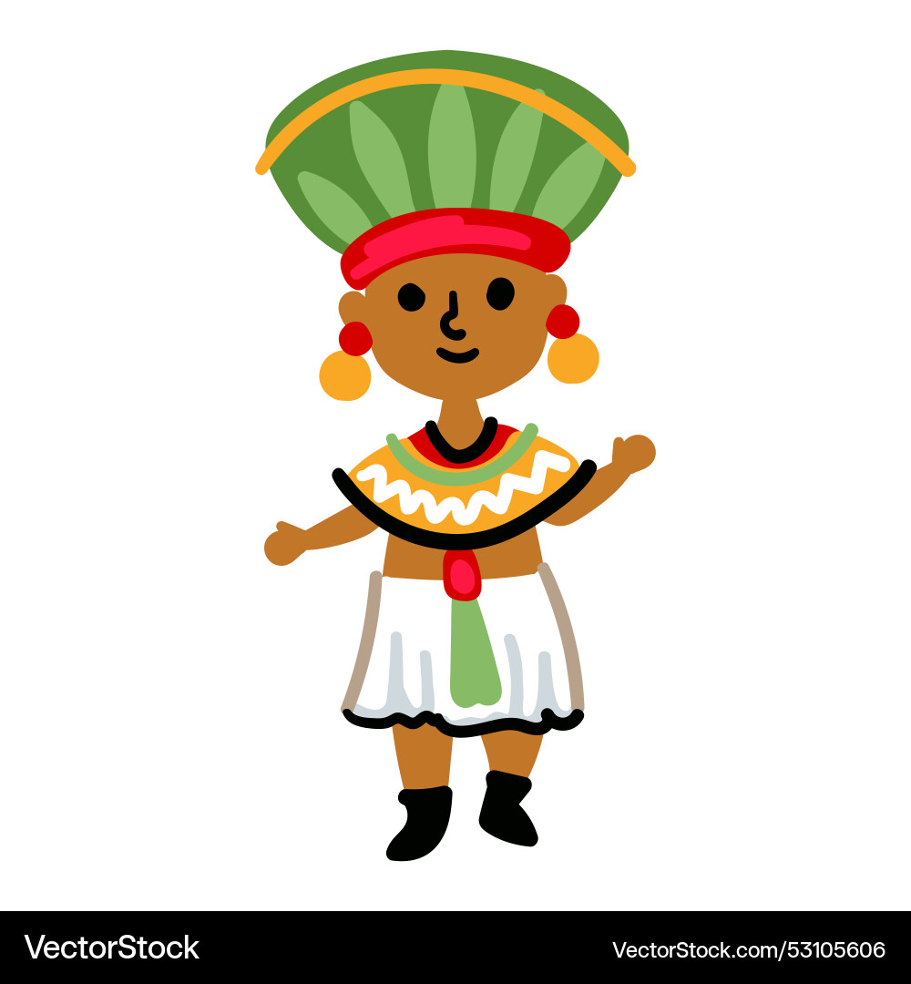 Cartoon maya man bright color Royalty Free Vector Image