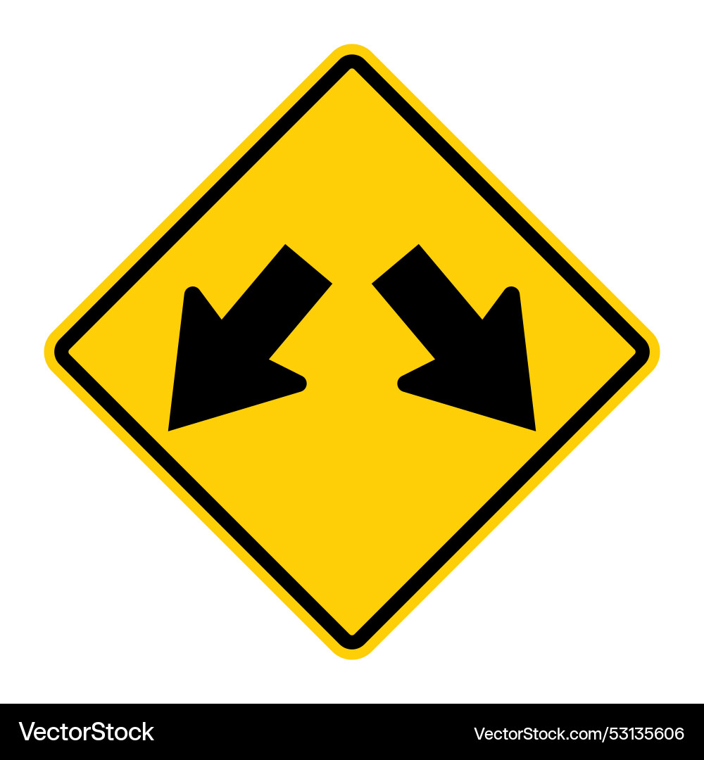 Double arrow warning road sign Royalty Free Vector Image