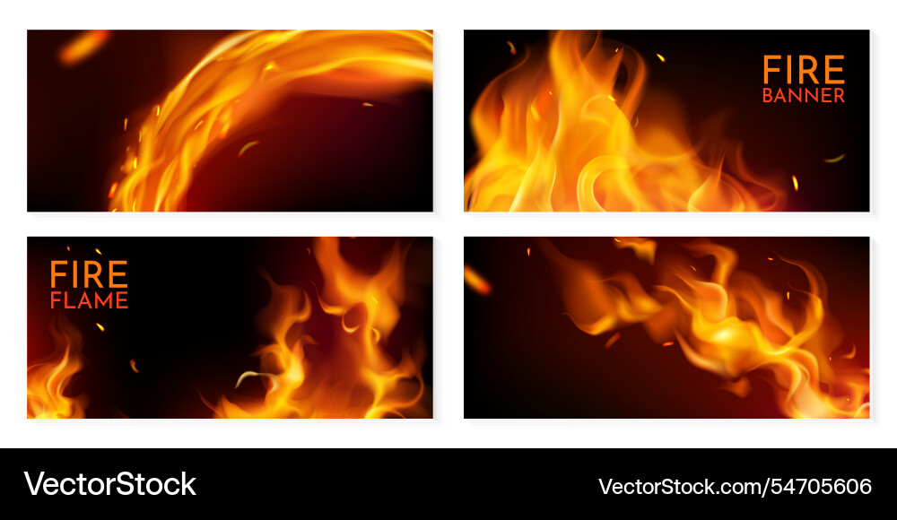 Dynamic fire banners collection Royalty Free Vector Image
