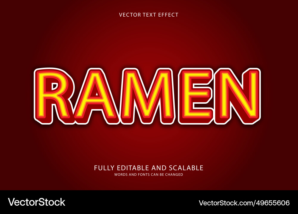 Editable text effect ramen style Royalty Free Vector Image