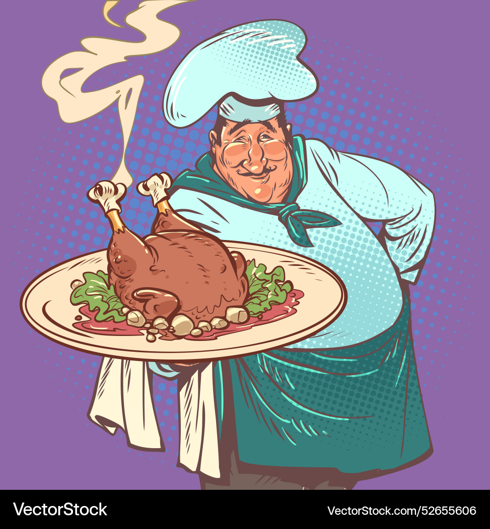 Male chef elegantly serves delicious cooked turkey