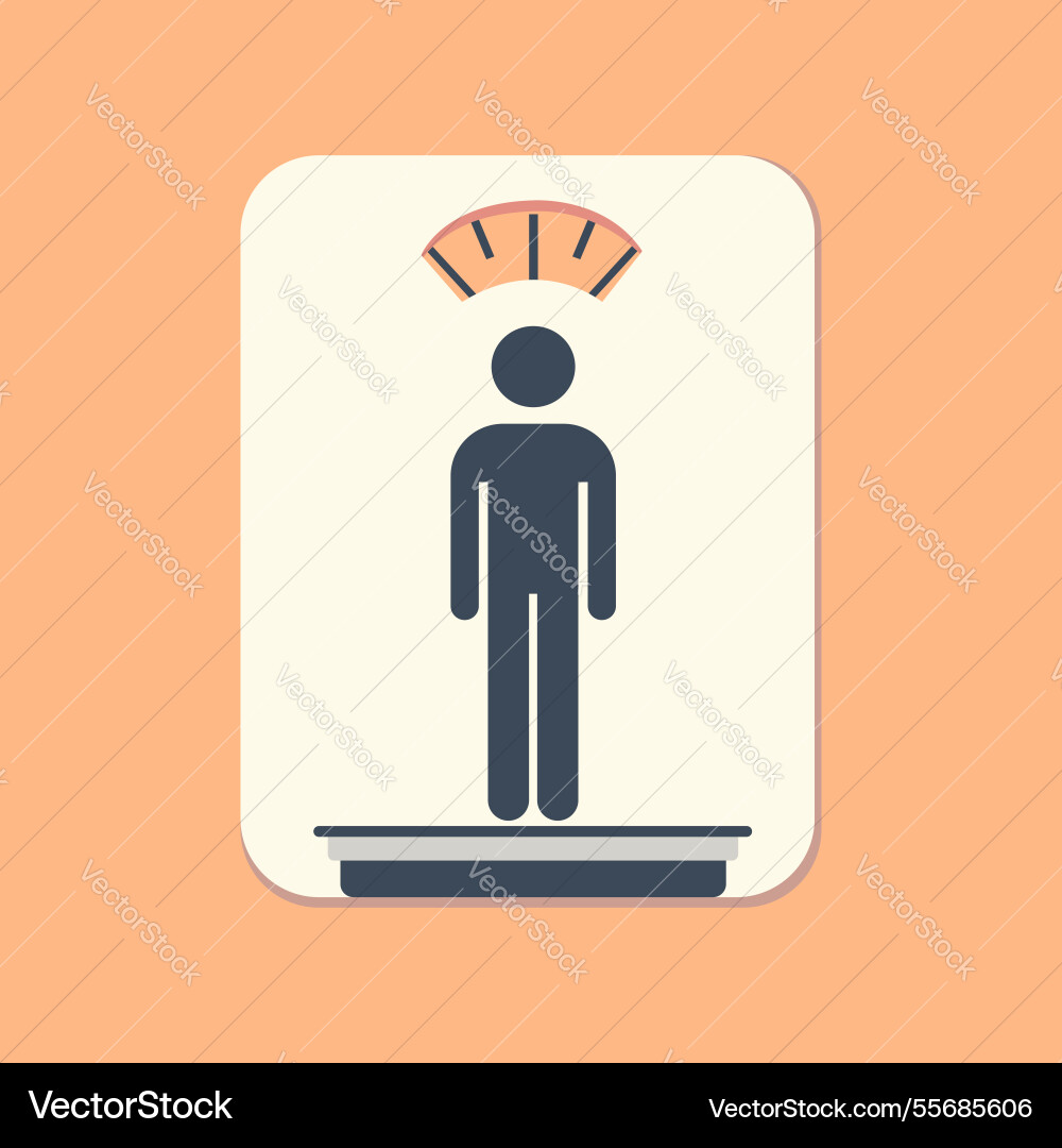 Minimal human icon standing on a weighing scale Vector Image