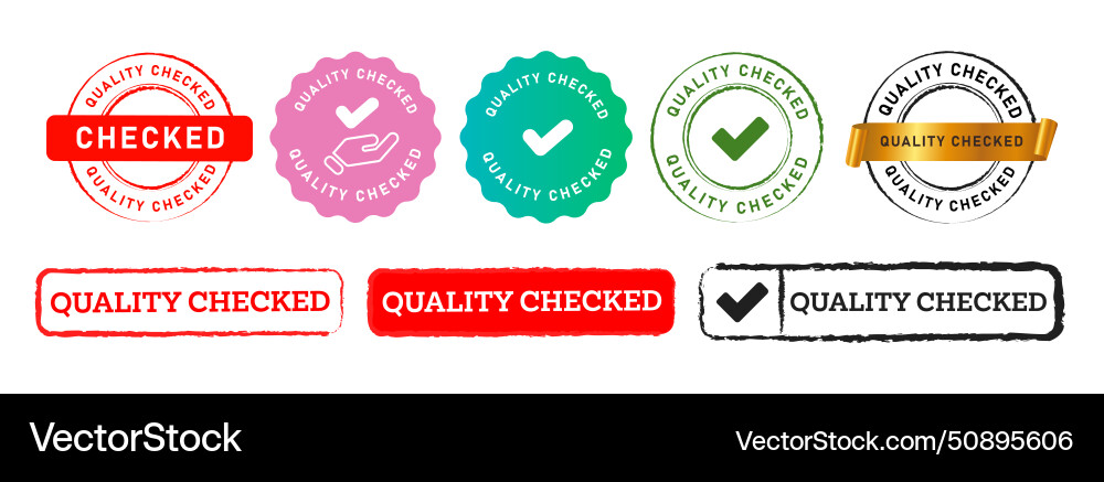 Quality checked stamp and seal badge label sticker