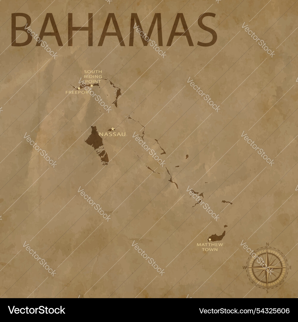 Vintage bahamas map with regions borders and Vector Image