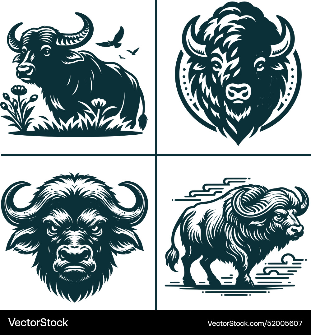 Bison buffalo silhouette svg filesbuffalo Vector Image