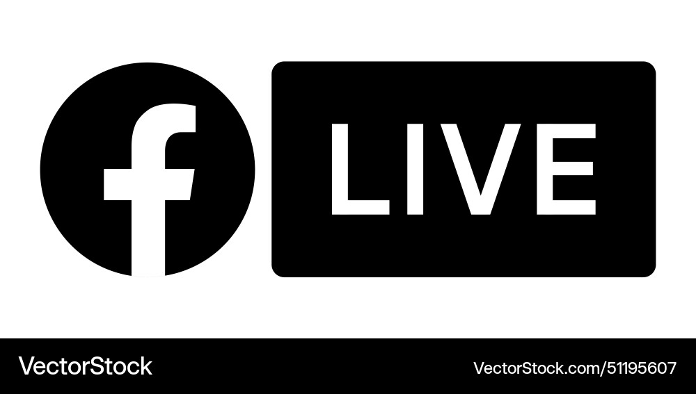 Black facebook live logo Royalty Free Vector Image